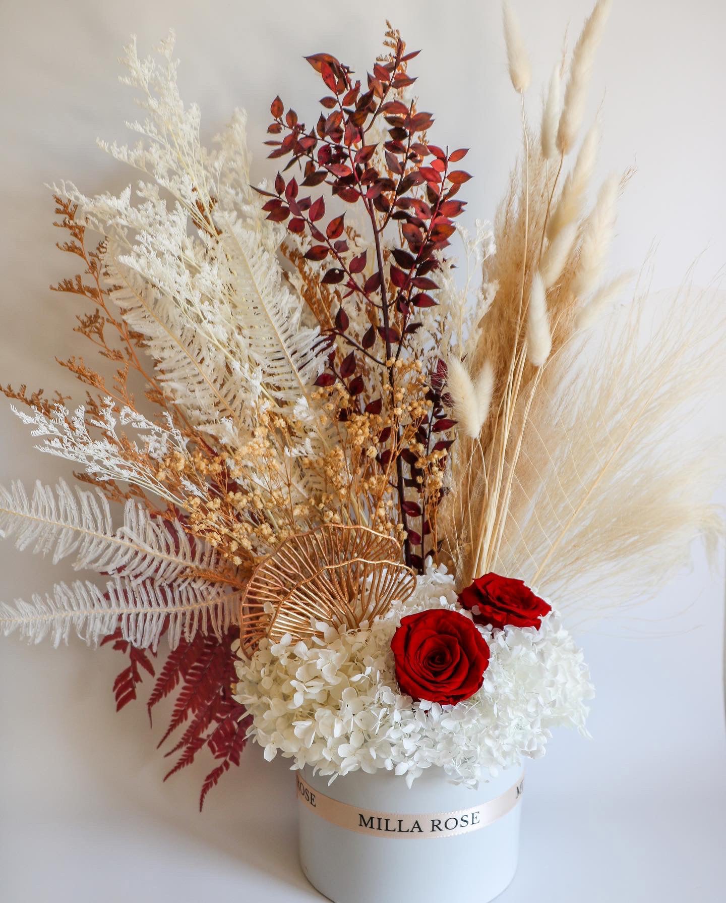 Red Dried Flower Arrangement – Milla Rose
